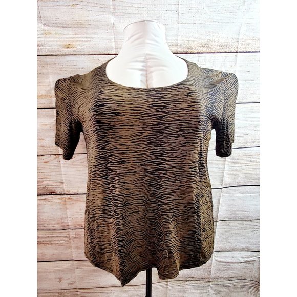 Susan Lawrence | Tops | Susan Lawrence Bronze Black Tiger Print Top 2x ...